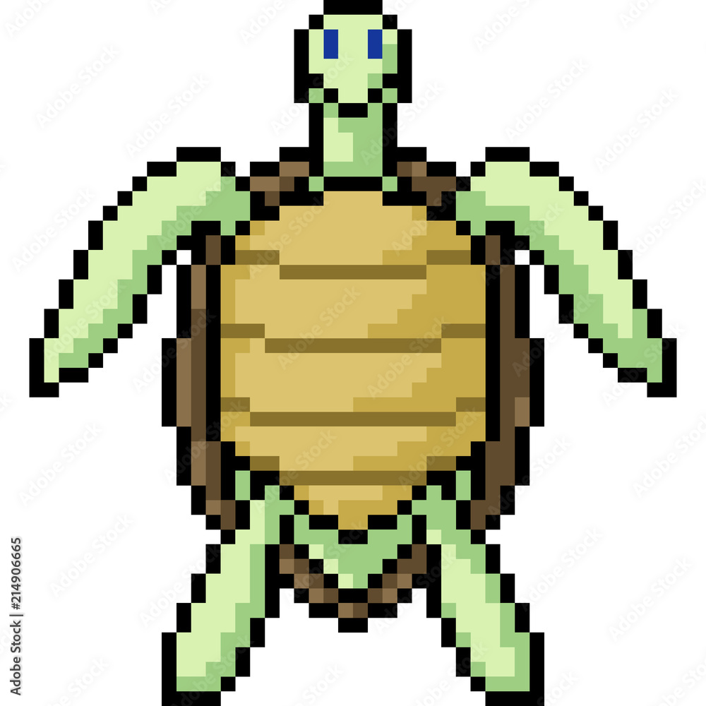 vector pixel art turtle stand front Stock Vector | Adobe Stock