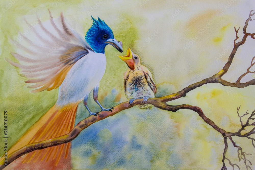 Mama And Baby Bird Art