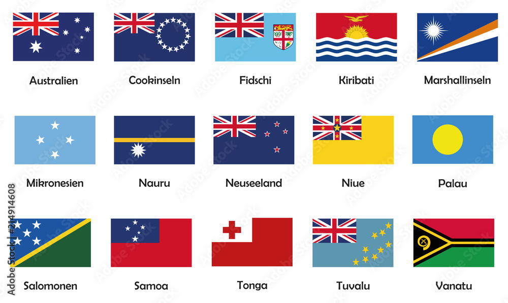 All National Flags Of Oceanian Stock Vector | Adobe Stock