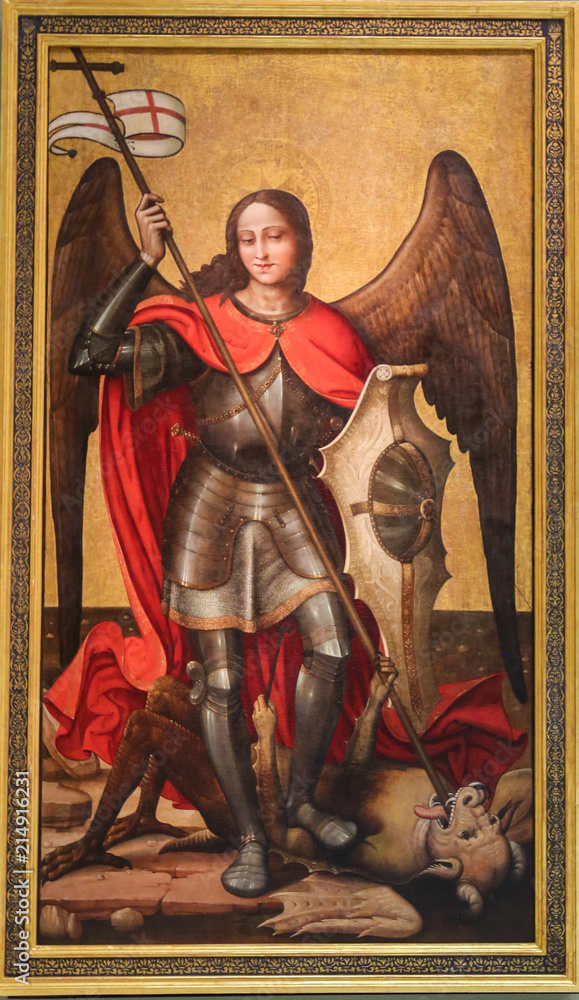 Saint Michael the Archangel slaying Satan Stock Photo | Adobe Stock
