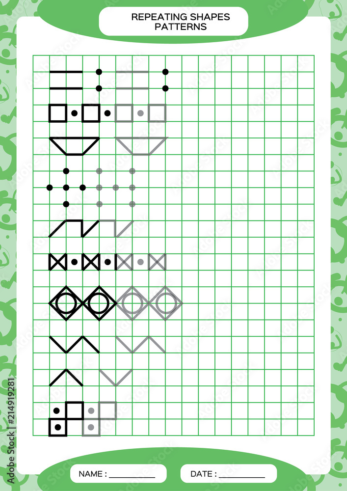 Repeat Pattern. Tracing Lines Activity, Special for preschool kids ...
