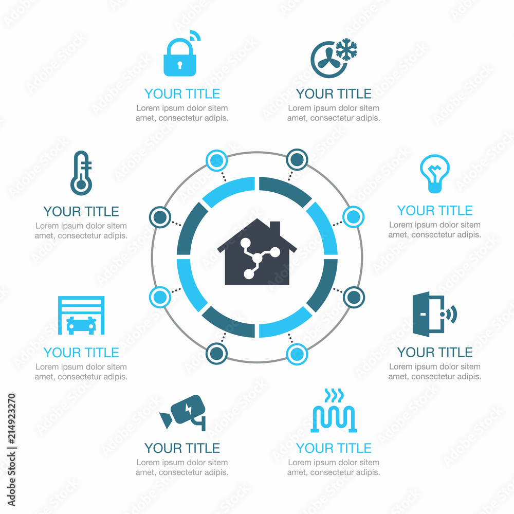 Simple vector infographic for smart home automation with icons and ...