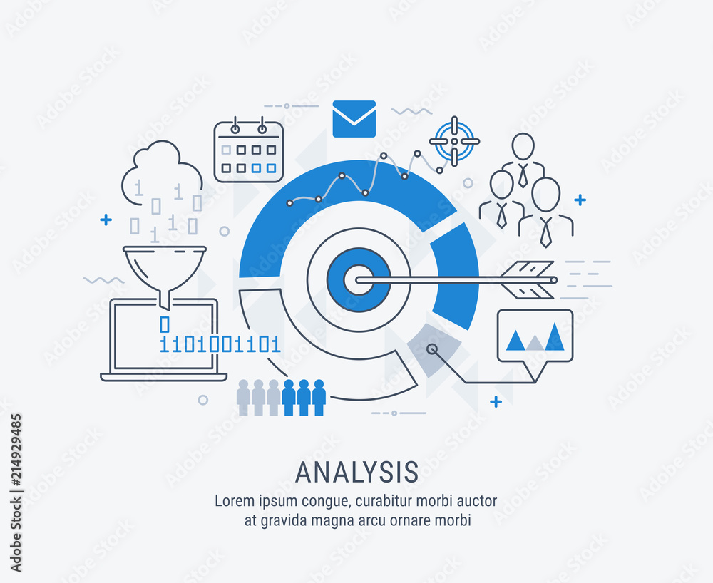 Modern thin line design for analysis website banner. Vector ...