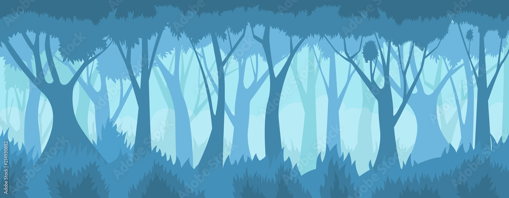 Foggy forest. Vector landscape. Stock Vector | Adobe Stock