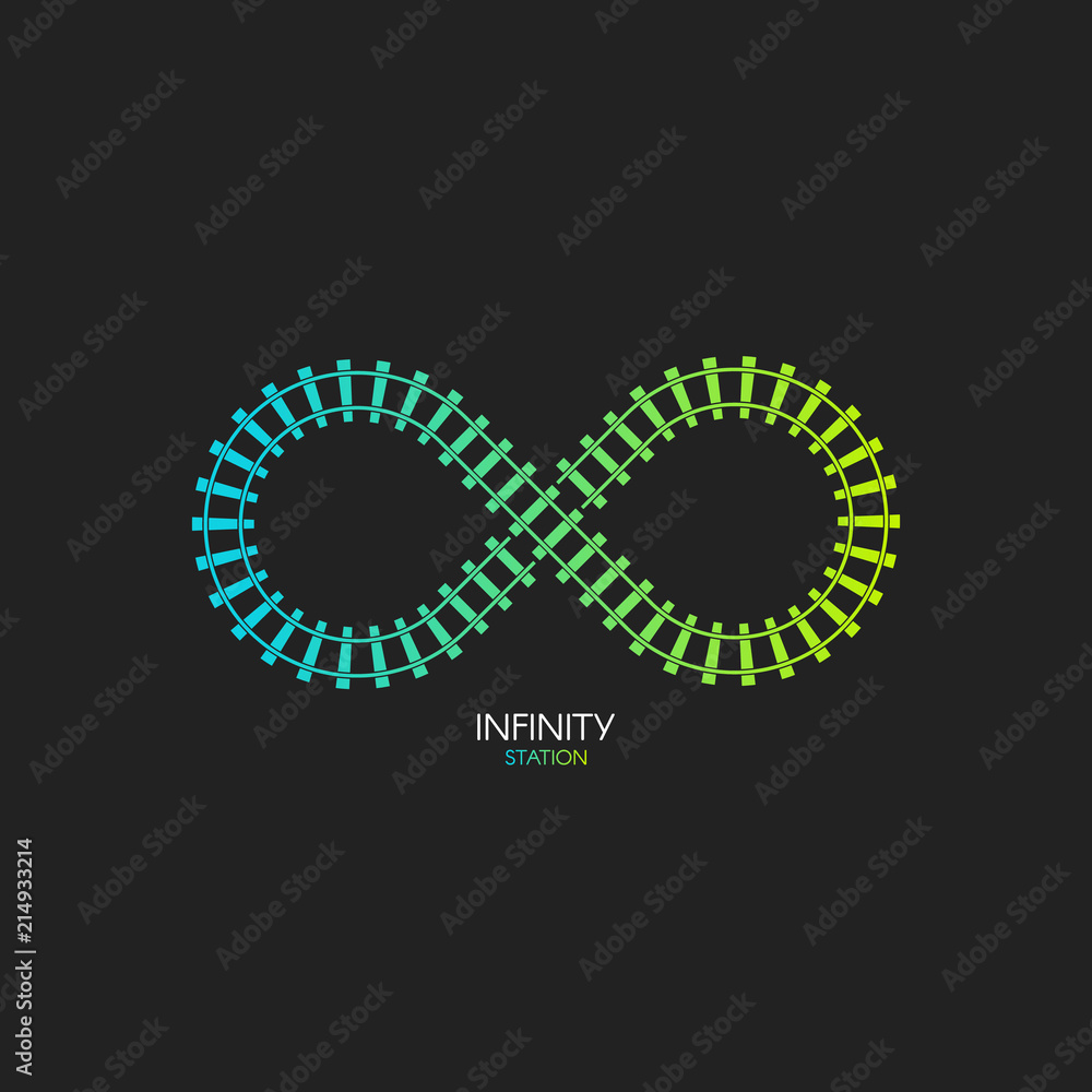 Train track, infinity shape. Railroad loop logo, railway simple icon ...