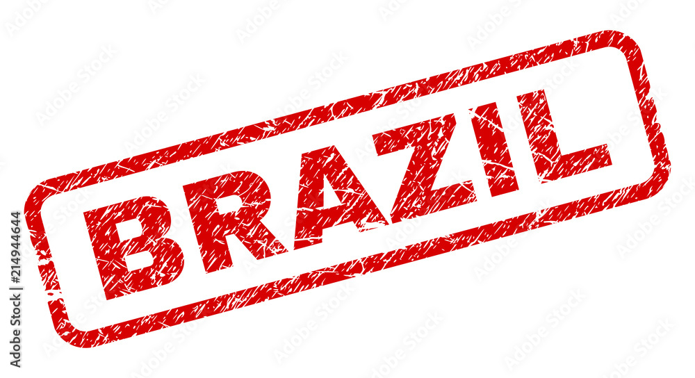 BRAZIL stamp seal print with distress style. Red vector rubber print of ...