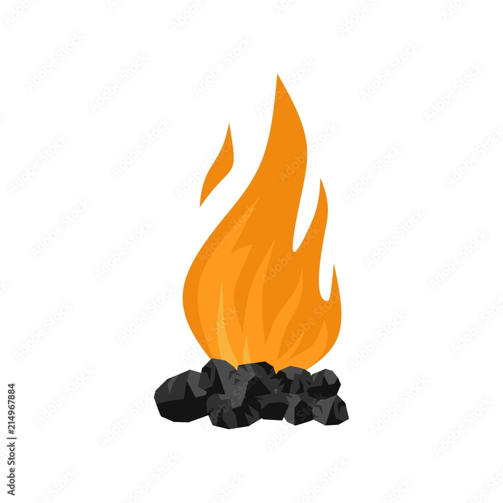 Coal fire icon. Flat illustration of coal fire vector icon for web ...