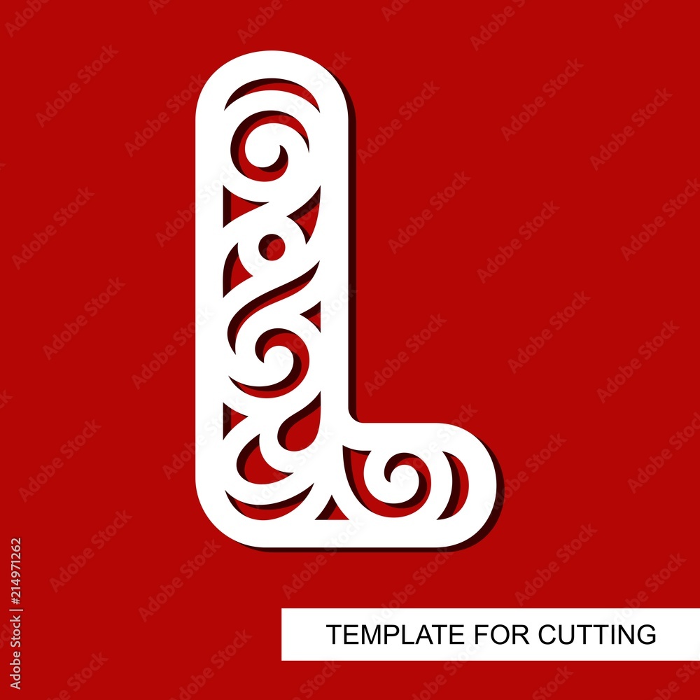Lace letter L. Template for laser cutting, wood carving, paper cut and ...