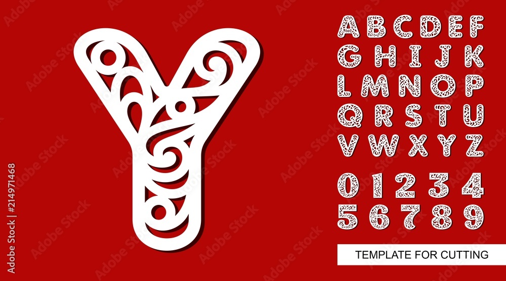 Vetor do Stock: Letter Y. Full English alphabet and digits 0, 1, 2, 3 ...