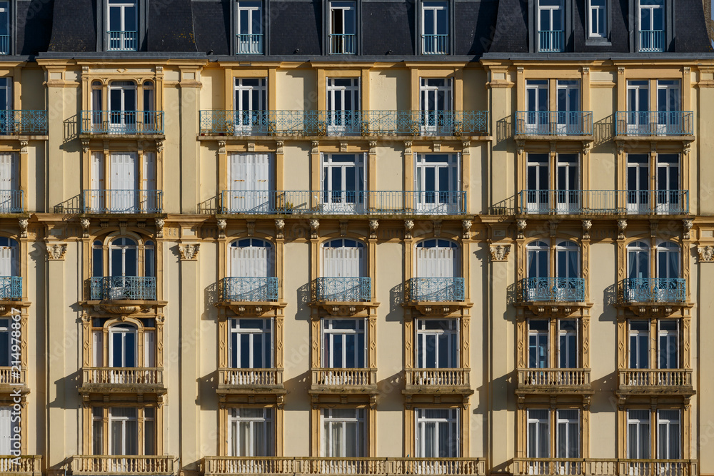Facades of traditional residential houses in Dieppe, Normandy region ...