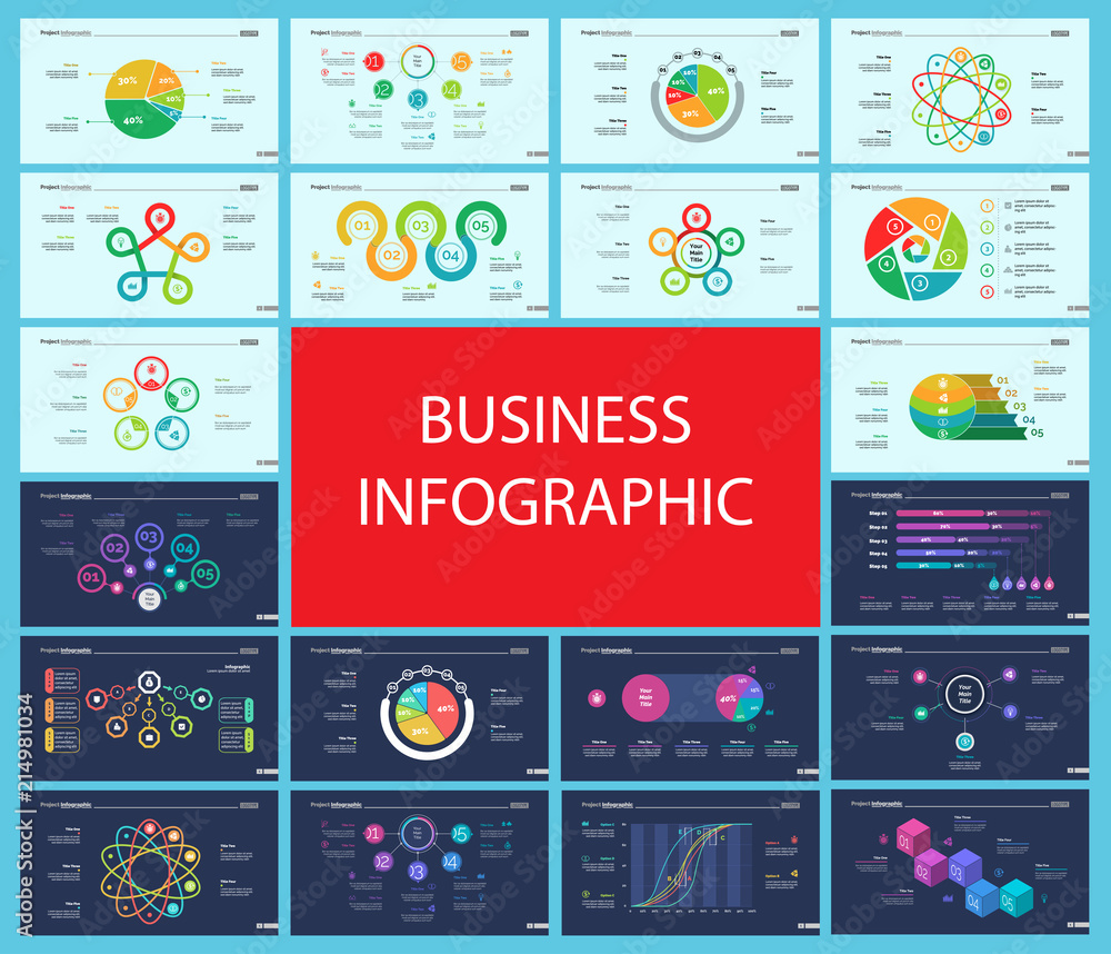 Set of company structure and workflow concept infographic charts ...