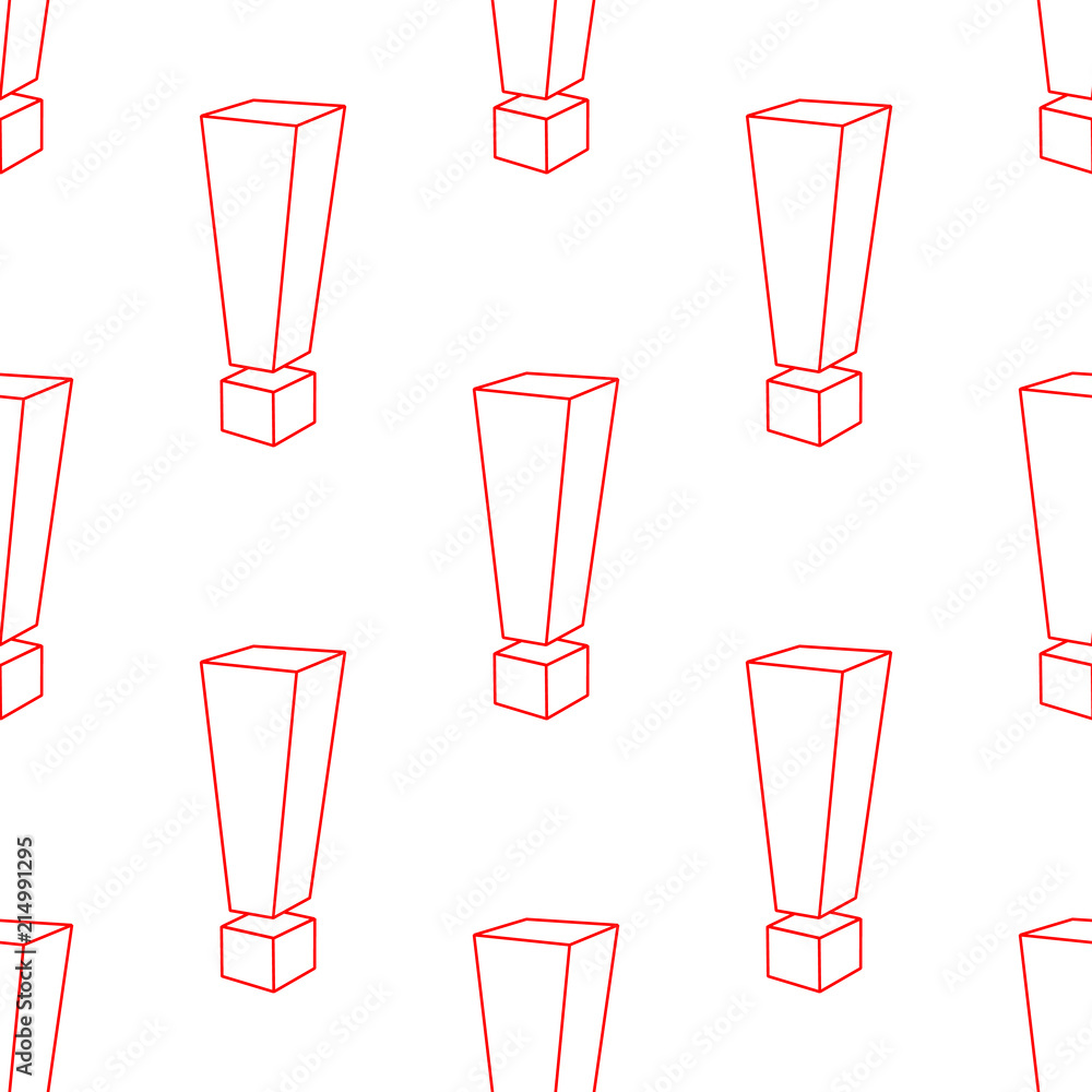 Seamless pattern of exclamation marks red on white background. Vector ...