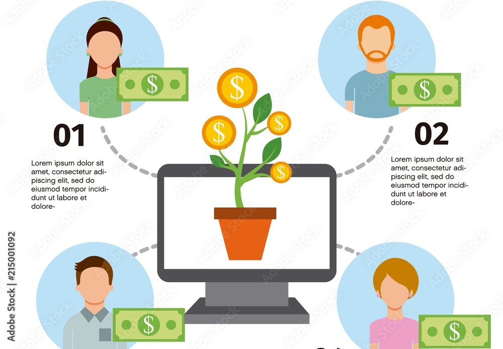 Green Blue Digital Investment Growth Money Infographic Layout Stock ...