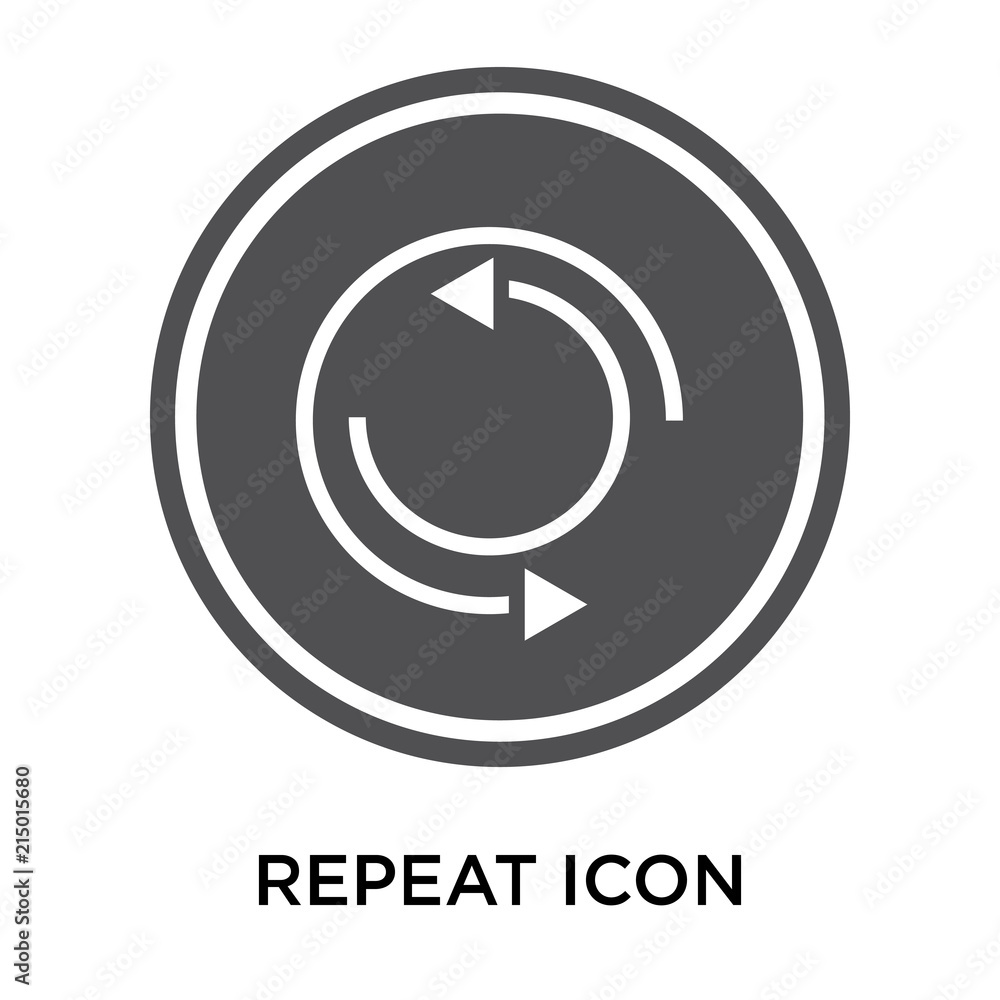 Repeat icon vector sign and symbol isolated on white background, Repeat ...