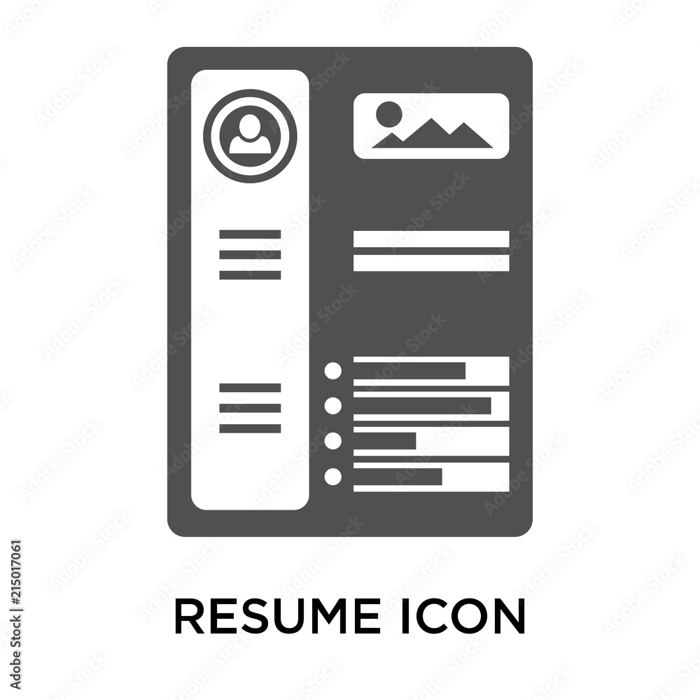 Resume icon vector sign and symbol isolated on white background, Resume ...