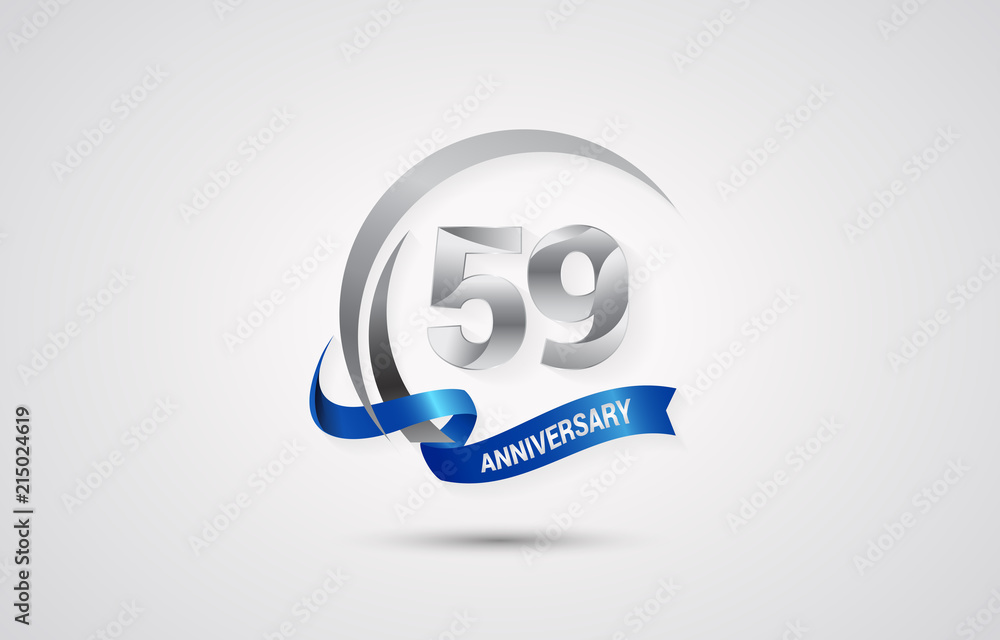 59 Years Anniversary Celebration Logotype. Silver Elegant Vector ...