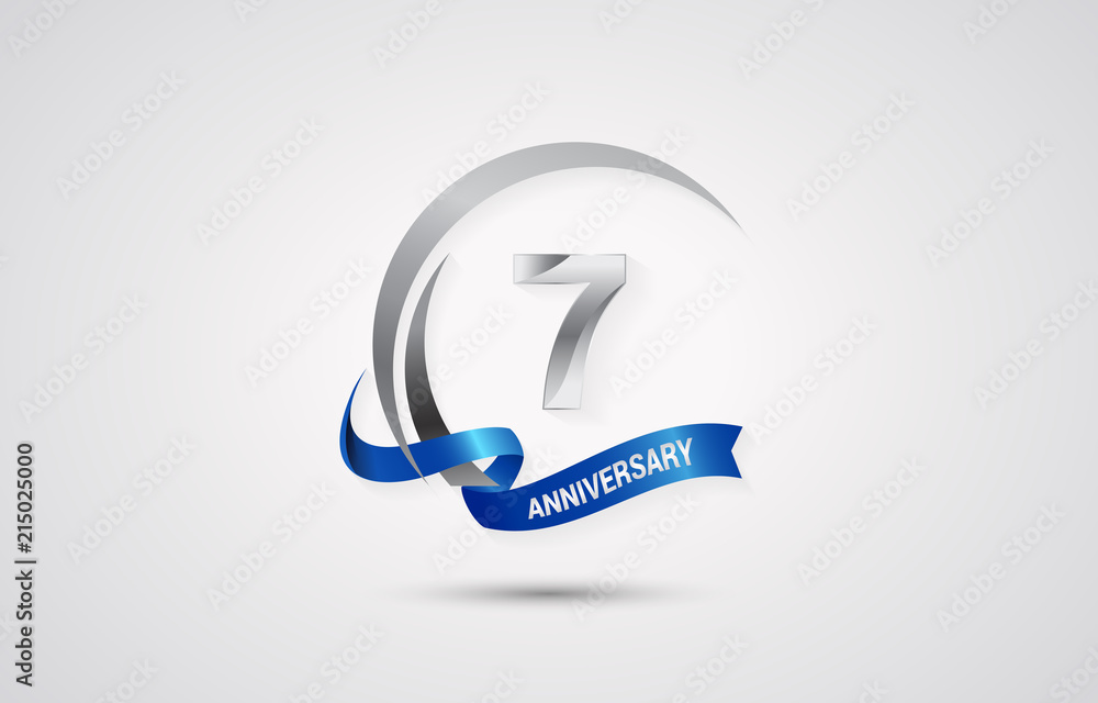 7 Years Anniversary Celebration Logotype. Silver Elegant Vector ...