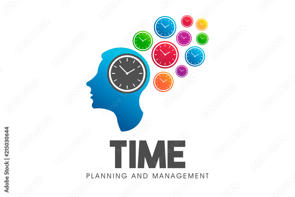 Time management head think. Vector logo symbol Stock Vector | Adobe Stock