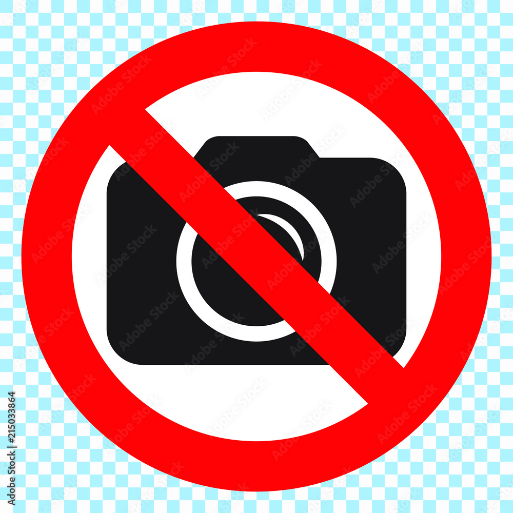 No cameras allowed sign. Red prohibition no camera sign. No taking ...