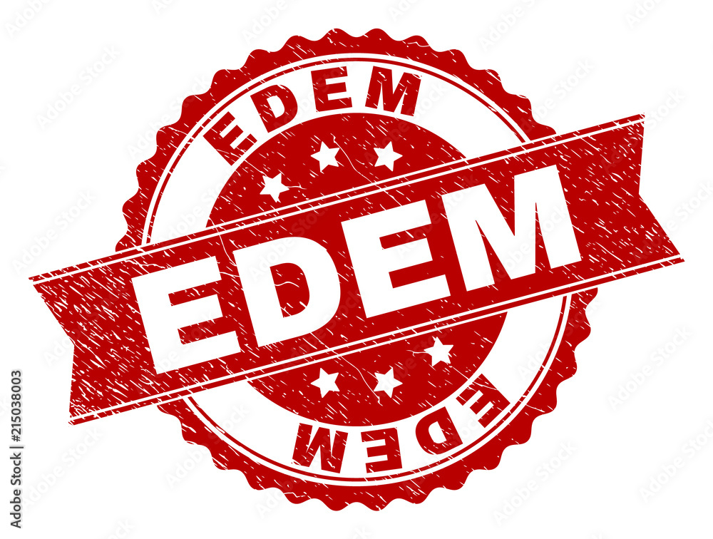 EDEM seal print with distress texture. Rubber seal imitation has round ...