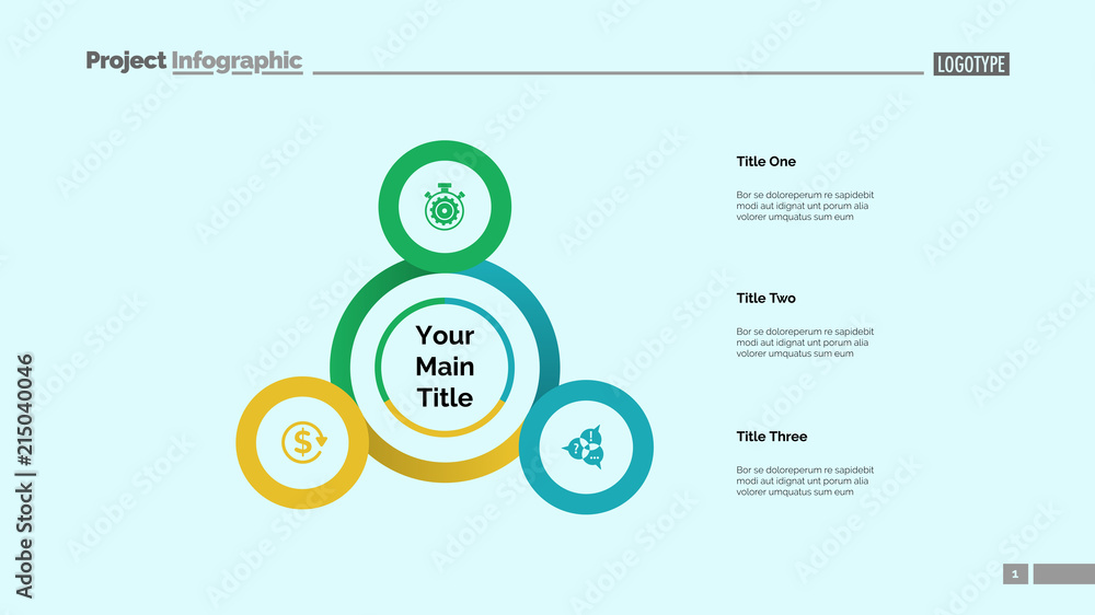 Three points process chart. Business data. Option, diagram, design ...