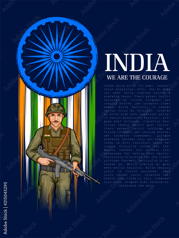 Indian Army soilder nation hero on Pride of India background Stock ...