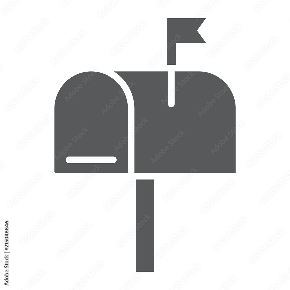 Mail box glyph icon, letter and post, mailbox sign, vector graphics, a ...