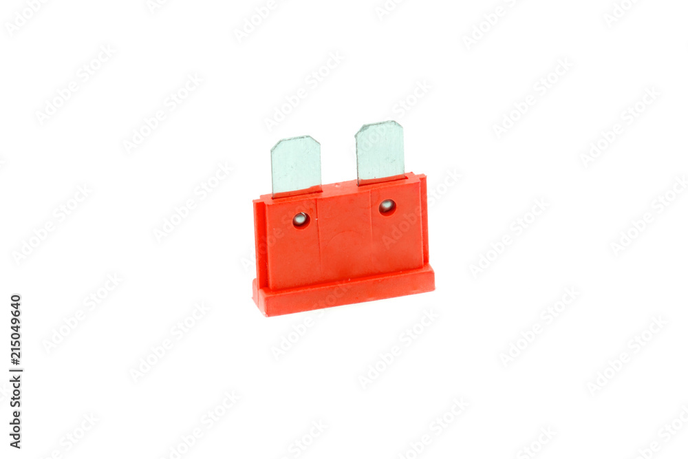 Car fuse, plastic red color. To repair the electrical circuit in the ...