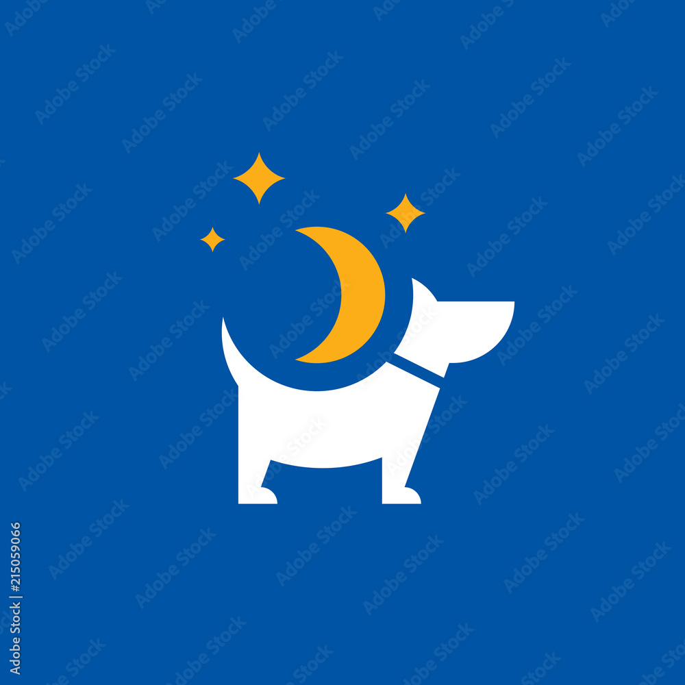 Moon Dog Vector Logo Template Stock Vector | Adobe Stock