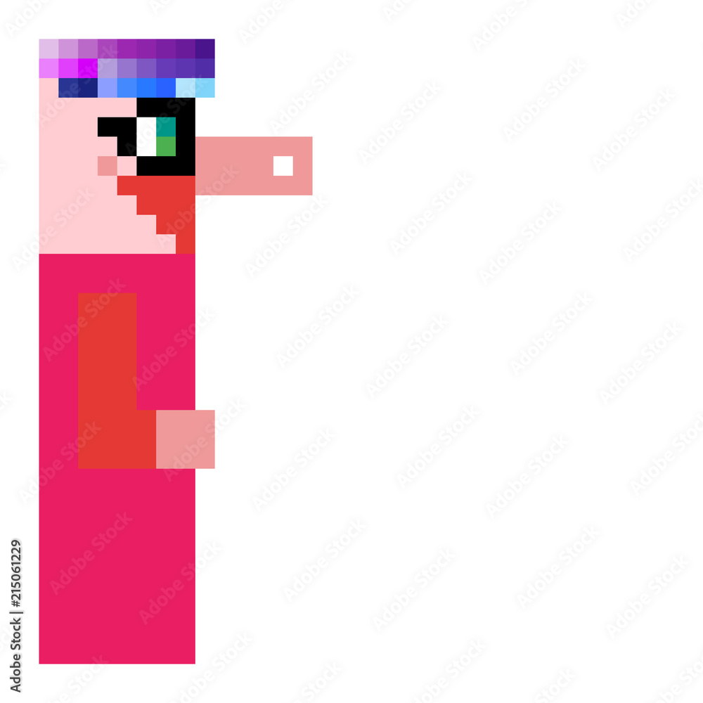 Pixel art: a funny character with a big nose. Stock Illustration ...