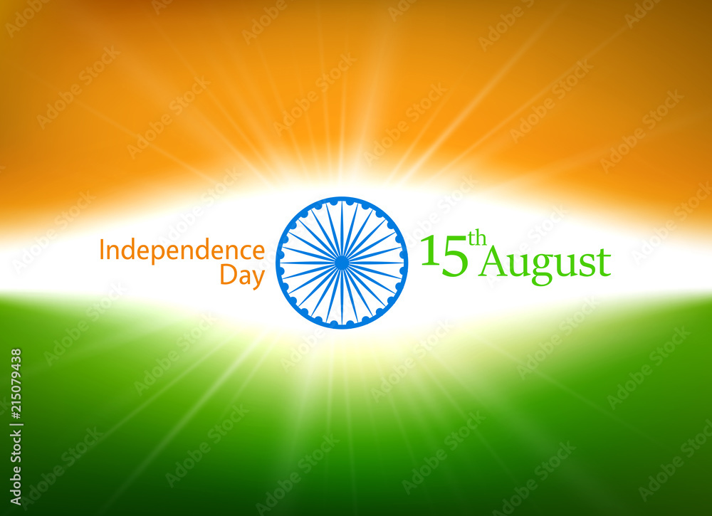 Independence day of India 15th August. Card in colors of national flag ...