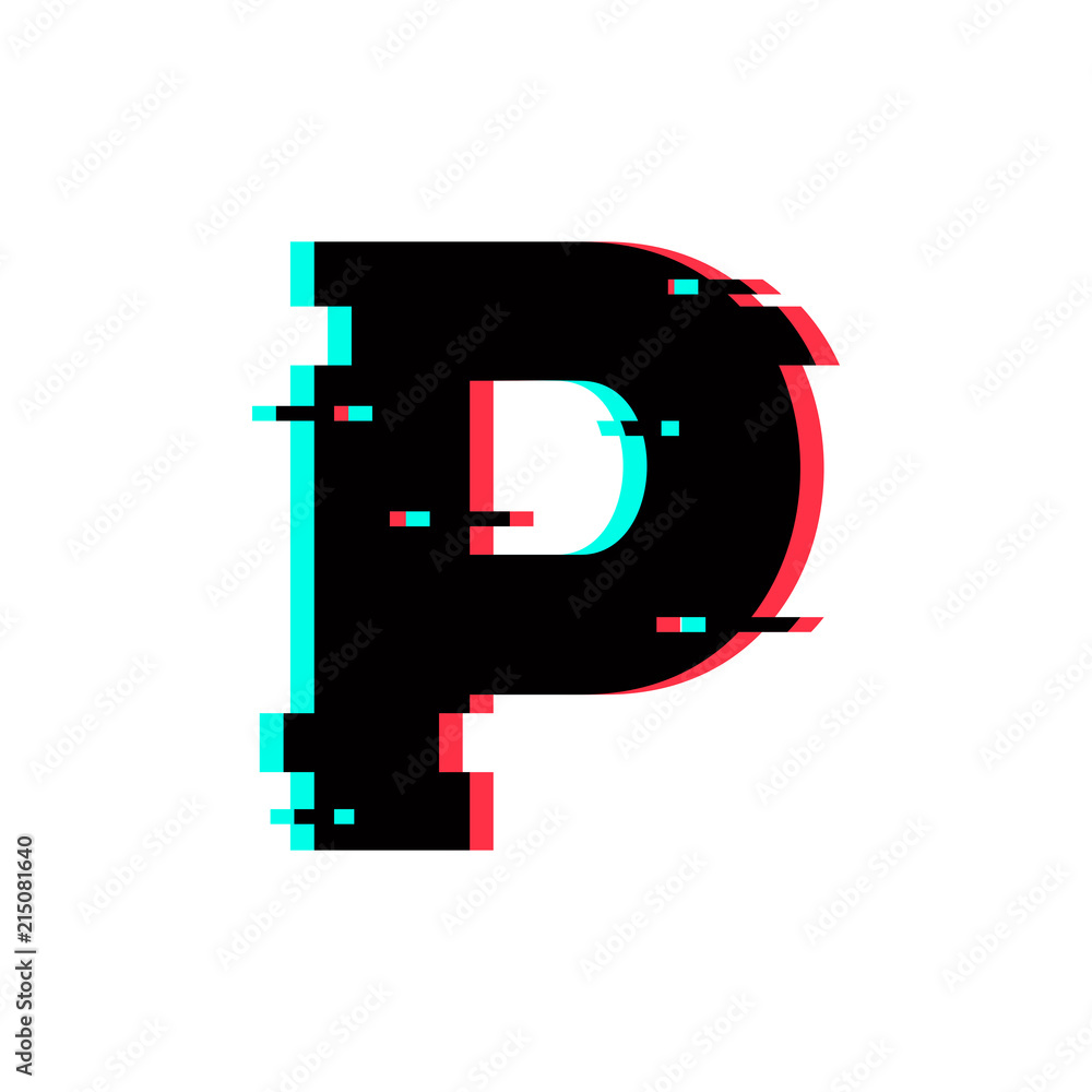 Vector Logo Letter P Glitch Distortion Stock Vector | Adobe Stock