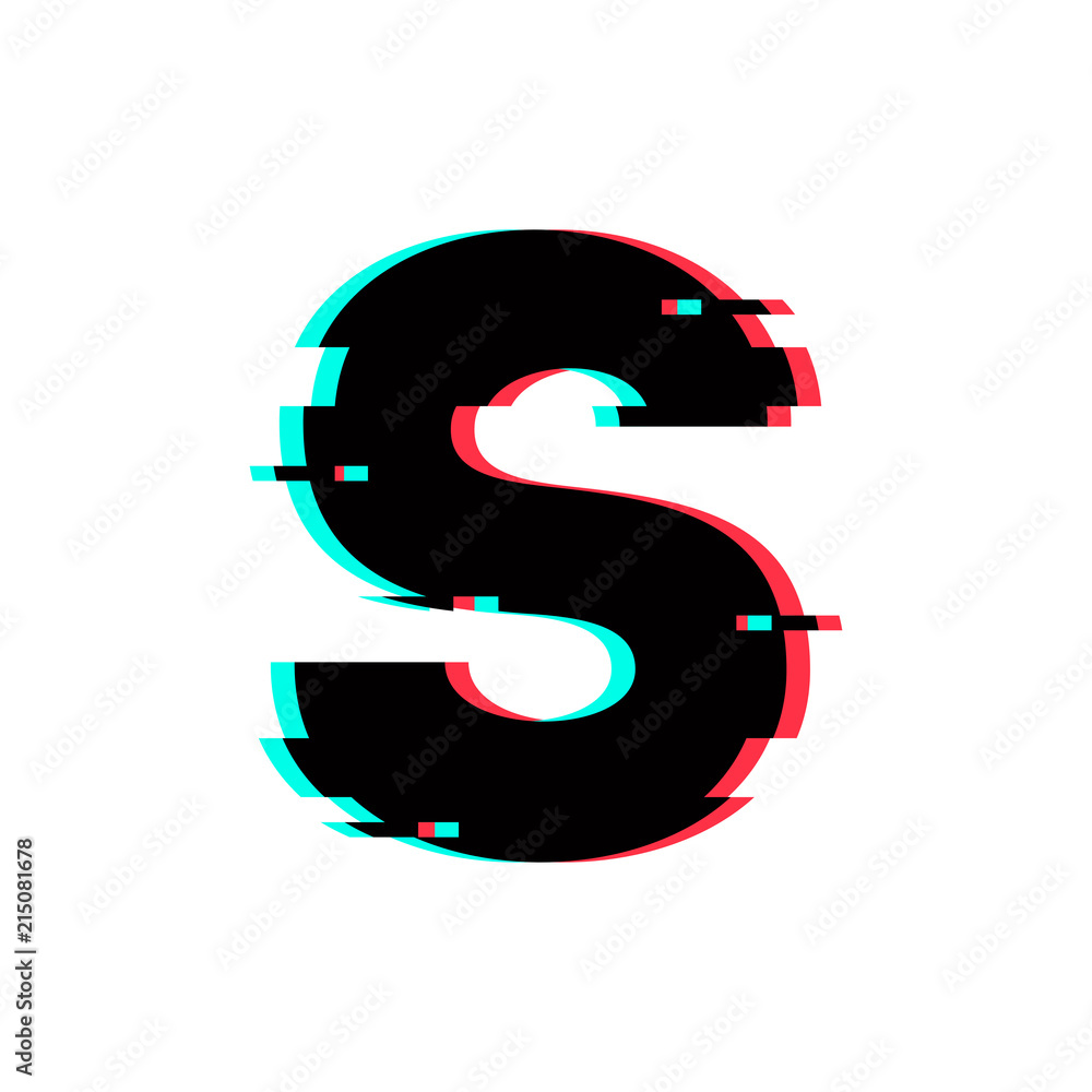 Vector Logo Letter S Glitch Distortion Stock Vector | Adobe Stock