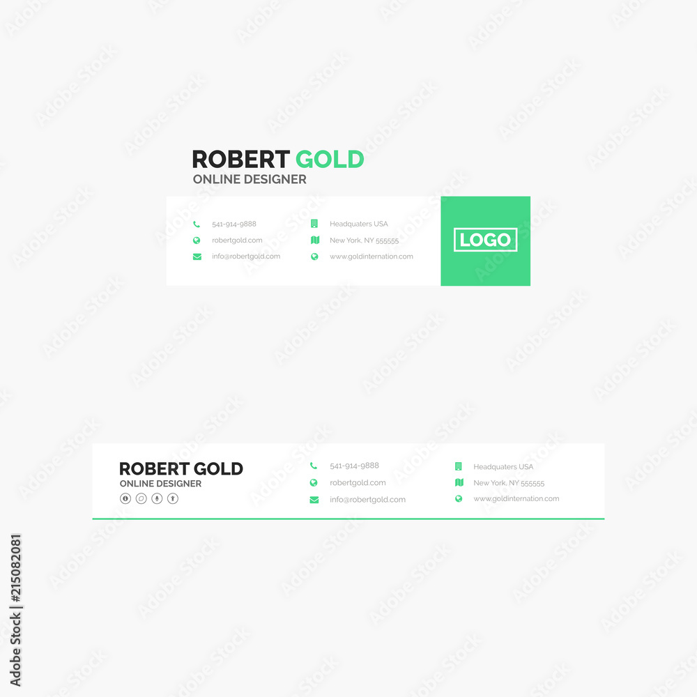 Corporate Email Signature Design Clean Green Stock Vector | Adobe Stock