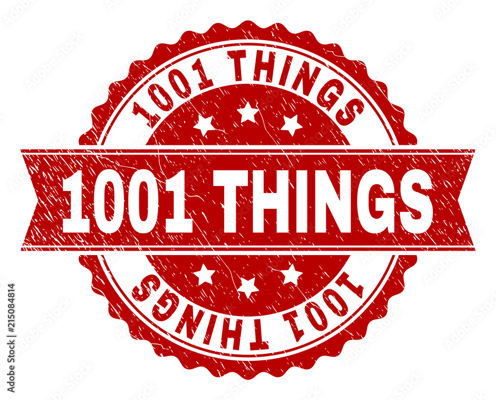 1001 THINGS seal print with distress texture. Rubber seal imitation has ...
