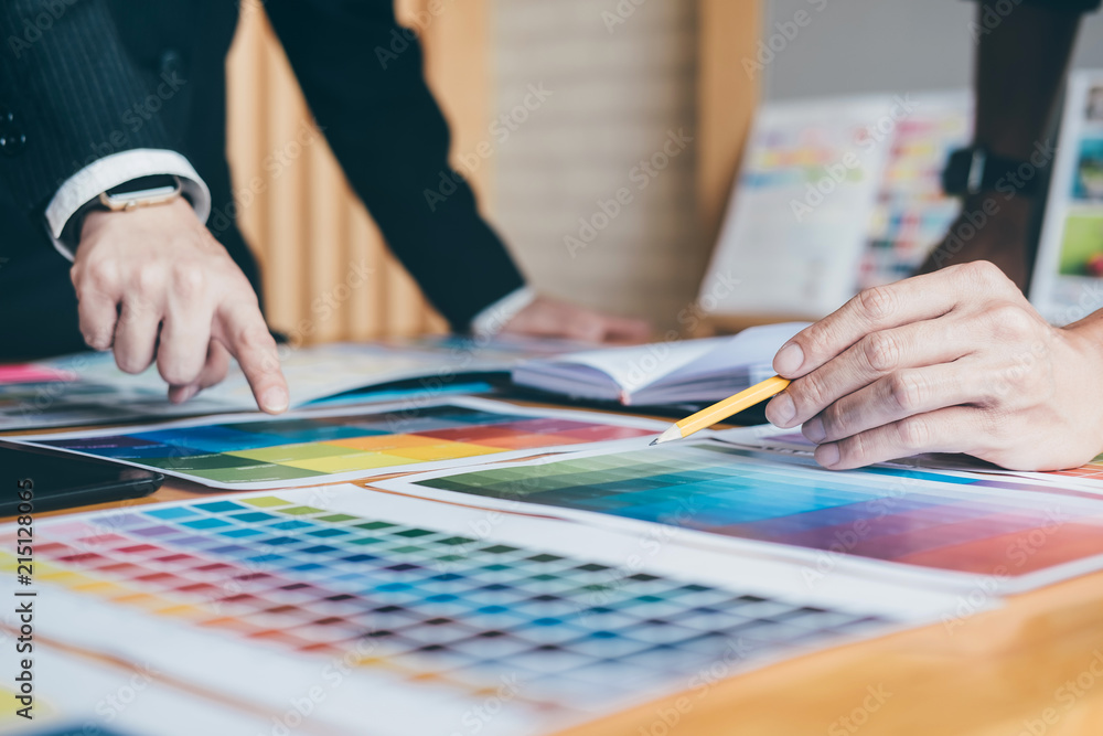 Young creative team having a meeting in creative office, Architectural ...