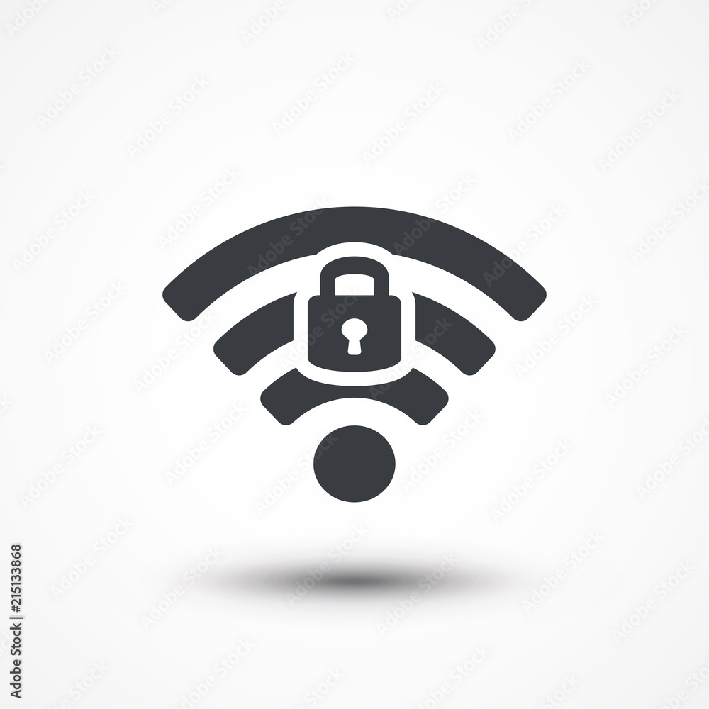 Wifi locked sign. Password Wi-fi symbol. Wireless Network icon. Wifi ...