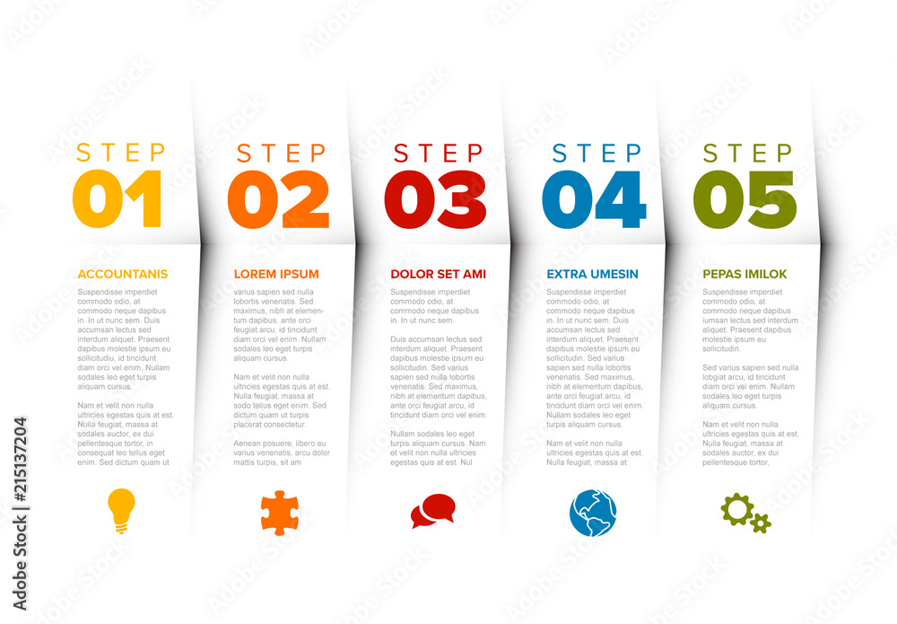Colorful 5 Step Infographic Layout Stock Template | Adobe Stock