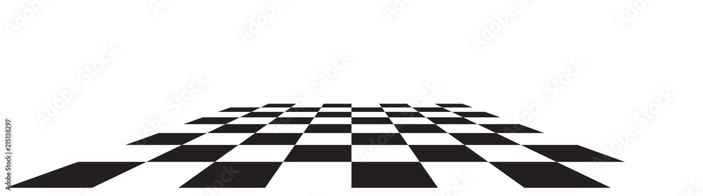 Checkerboard, chessboard, checkered plane in angle perspective. Tilted ...