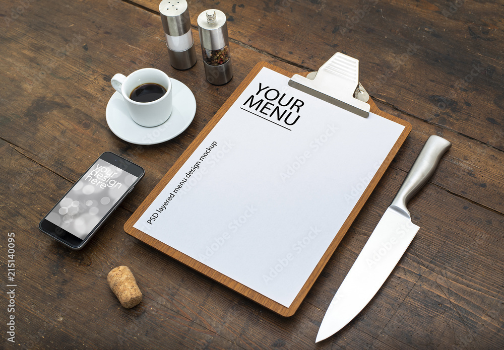 Restaurant menu or corporate identity design mockup Stock Template ...