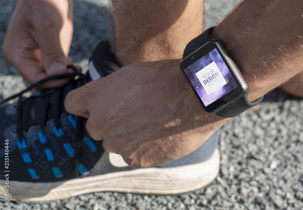 Sports setting, mobile application smartwatch design mockup Stock ...