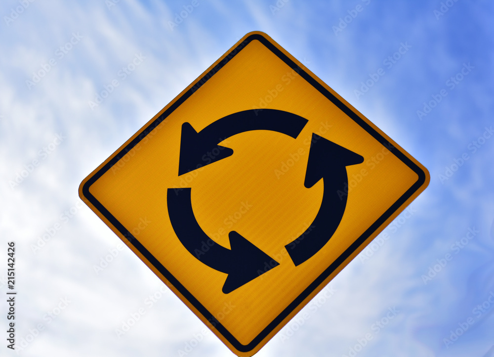 Traffic circle sign roundabout arrows street Stock Photo | Adobe Stock