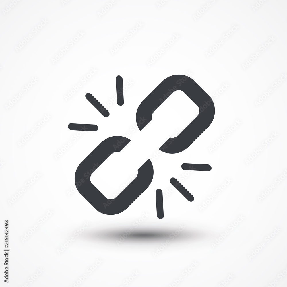 Link break icon. Broken connection. Freedom concept, Broken chain link ... Link break icon. Broken connection. Freedom concept, Broken chain link ...