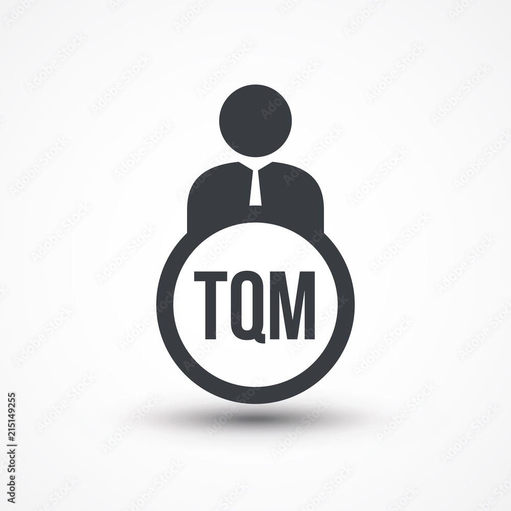 Human flat icon with word TQM total quality management Stock Vector ...
