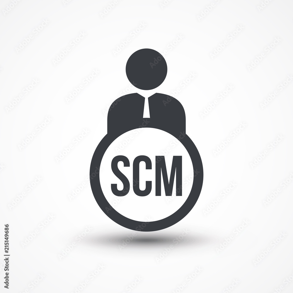 Human flat icon with word SCM supply chain management Stock Vector ...