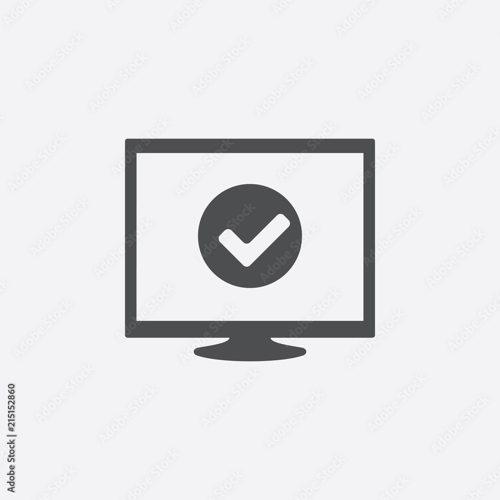 Computer check Icon in flat style isolated on gray background. Approved ...