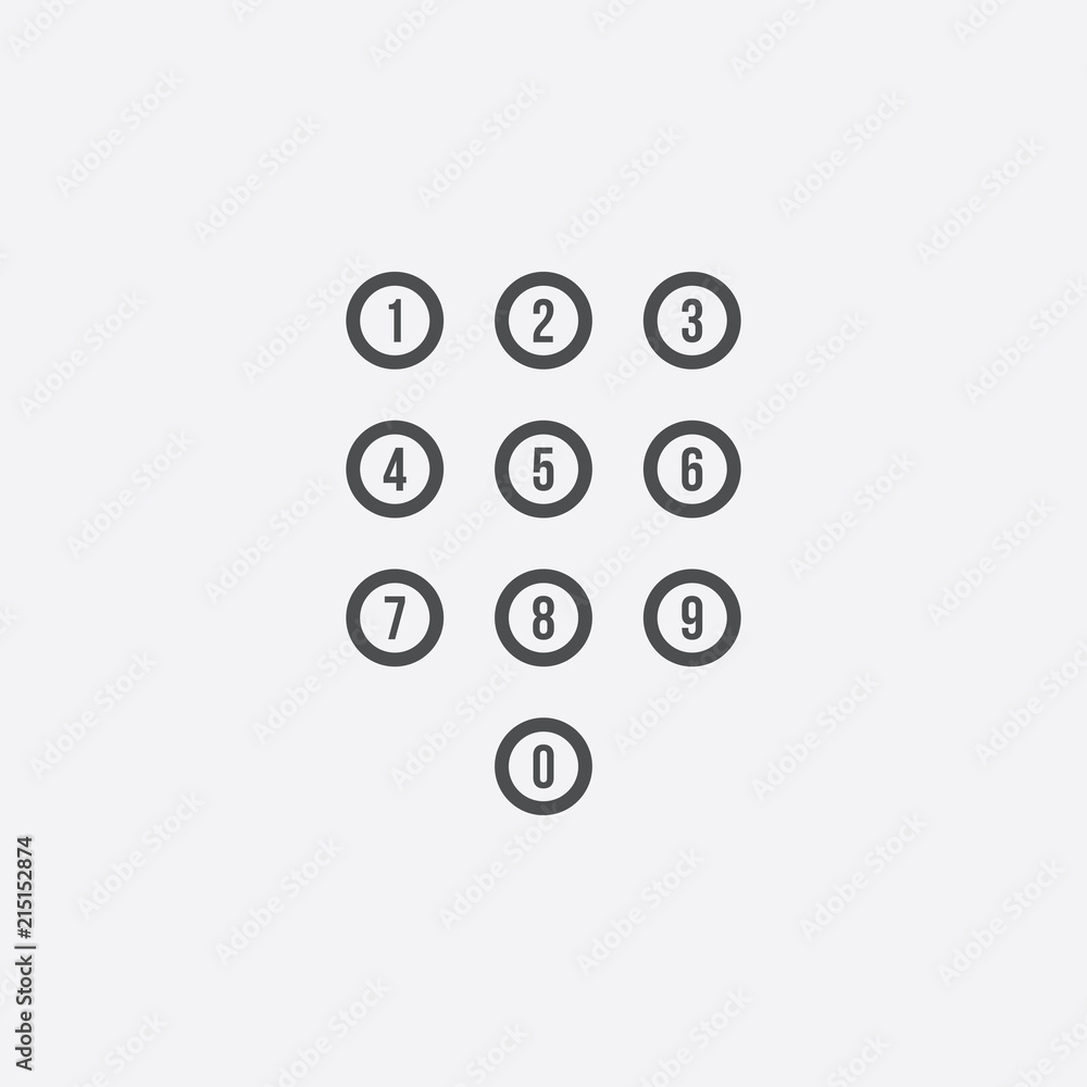 Dial pad icon in flat style isolated on gray background. Keypad symbol ...