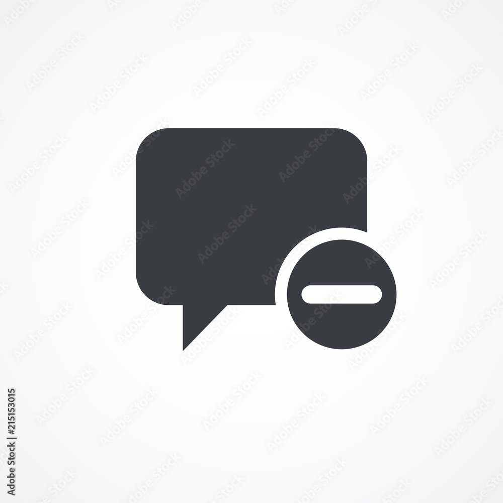 Speech bubble subtract icon in flat style isolated on gray background ...