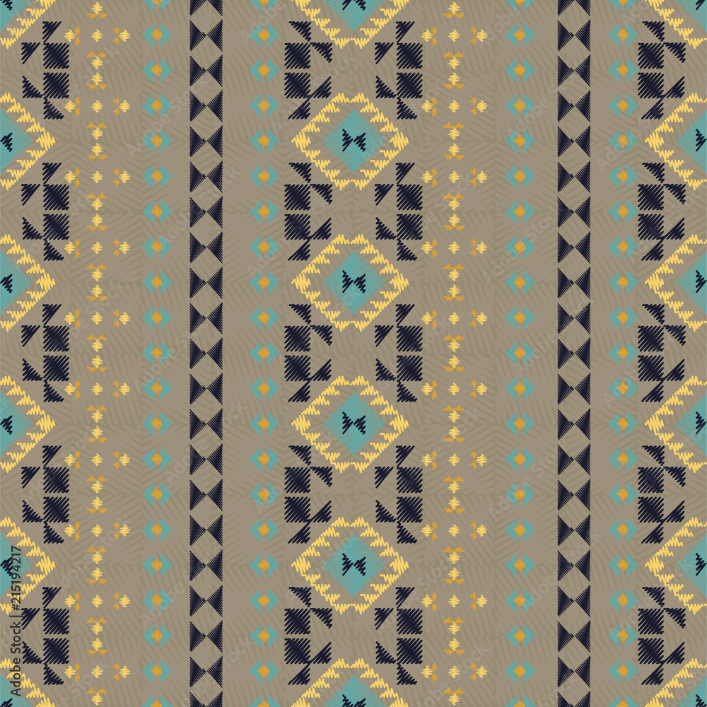 Geometric embroidery style. Ethnic seamless pattern. Abstract aztec ...