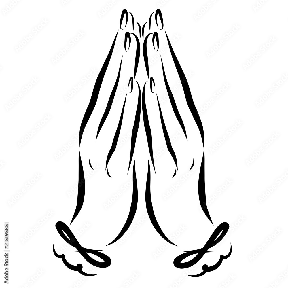 Female hand, prayer to God, Christian symbols Stock Illustration ...